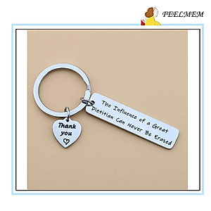FEELMEM Dietitian Gift Nutrionist Gift Dietitian Appreciation Keychain The Influence of a Great Dietitian Can Never Be Erased Jewelry for Registered Dietitian Dietician (silver)