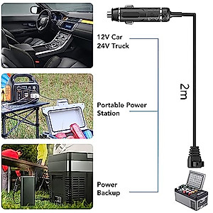 KFD DC Adapter Fridge Car Charger for Alpicool Dometic ARB ICECO Setpower JoyTutus Rockpals Aspenora Ausranvik AstroAI Kalamera Portable Refrigerator Car Freezer Cooler Cigarette Lighter Plug