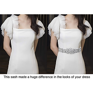 Lovful Bridal Crystal Rhinestone Braided Wedding Dress Sash Belt, White, White Sash, One Size