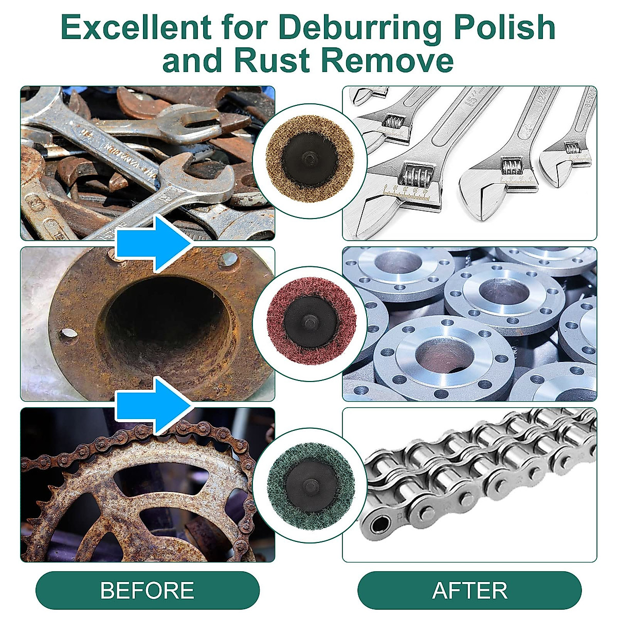 90pcs 2 inch Quick Change Sanding Discs, SUNJOYCO Nylon Surface Conditioning Discs, 1/4" Roll Lock Holder Die Grinder Sanding Disc for Surface Strip Grind Polish Burr Finish-Fine Medium Coarse