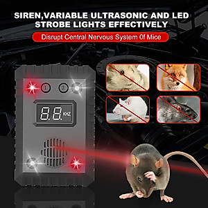 2 in 1 Repeller,Under Hood Professional Mouse Repeller and Indoor Ultrasonic Rat Repellent Mice Deterrent with Strobing Light,12 24V Vehicle Auto Truck RV or Battery Model for Outdoor Indoor