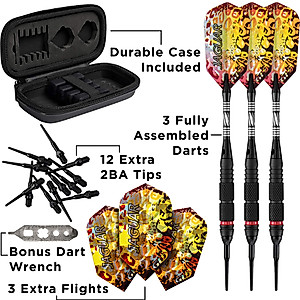 Viper by GLD Products unisex adult Viper Jaguar 80 Tungsten Soft Tip Darts with Storage Travel Case Medium Knurling 18 Grams, Red, Two Wide Knurled Sections US