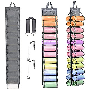 KISYONGUS Shirt Organizer Leggings Storage Bag with 24 Compartments, Tshirts Storage Organizer Over The Door, Space Saver Hanging Organizer Storage for T-Shirts (Gray - 1 pcs)