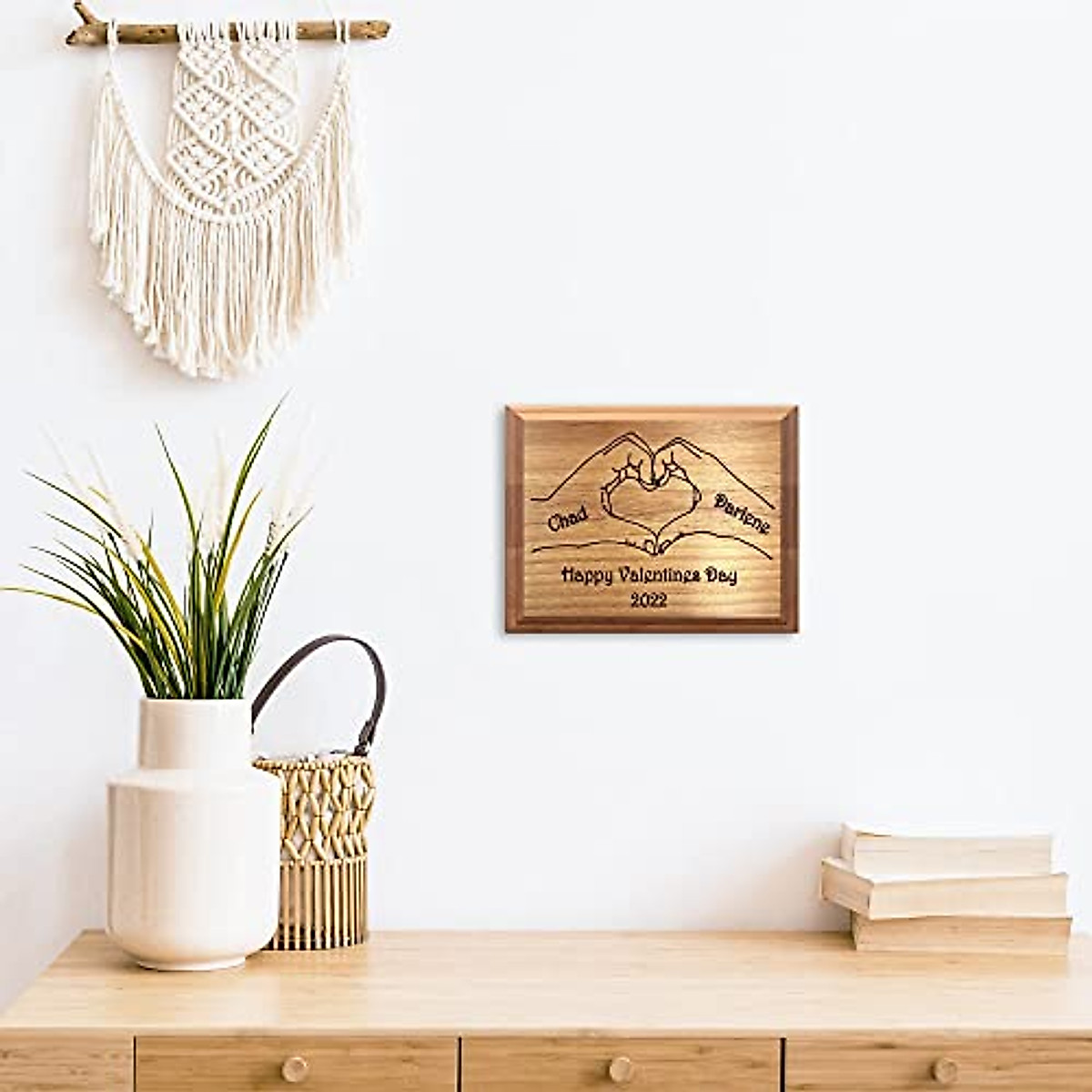 Personalized Wood Plaque with Heart Valentines Day - Wood Plaque Gift for Him Her Couple