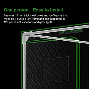 MELONFARM 2x2 Grow Tent 24"x24"x48''Reflective 600D Mylar Hydroponic with Observation Window, Floor Tray and Tool Bag for Indoor Plant Growing