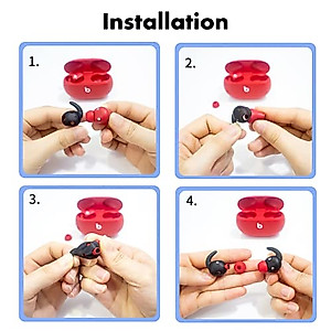 Zotech 3 Pair Silicone Anti Slip Earhooks Eartips for Beats Studio Buds [NOT Fit in Case] (Black)