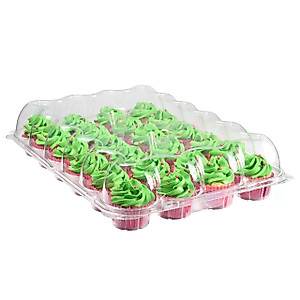 Katgely Cupcake Containers 24 Count (pack of 6), Clear Plastic Cupcake Carriers for 24 Cupcakes, Deep Dome, Stackable, Disposable & BPA-Free