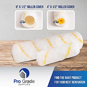 Pro Grade Paint Roller Cover Set,Wall Painting Roller Naps for Professional or Home Owners with All Paints and Stains. Paint Roller Covers are for House or Commercial Use. (10 Piece Set)