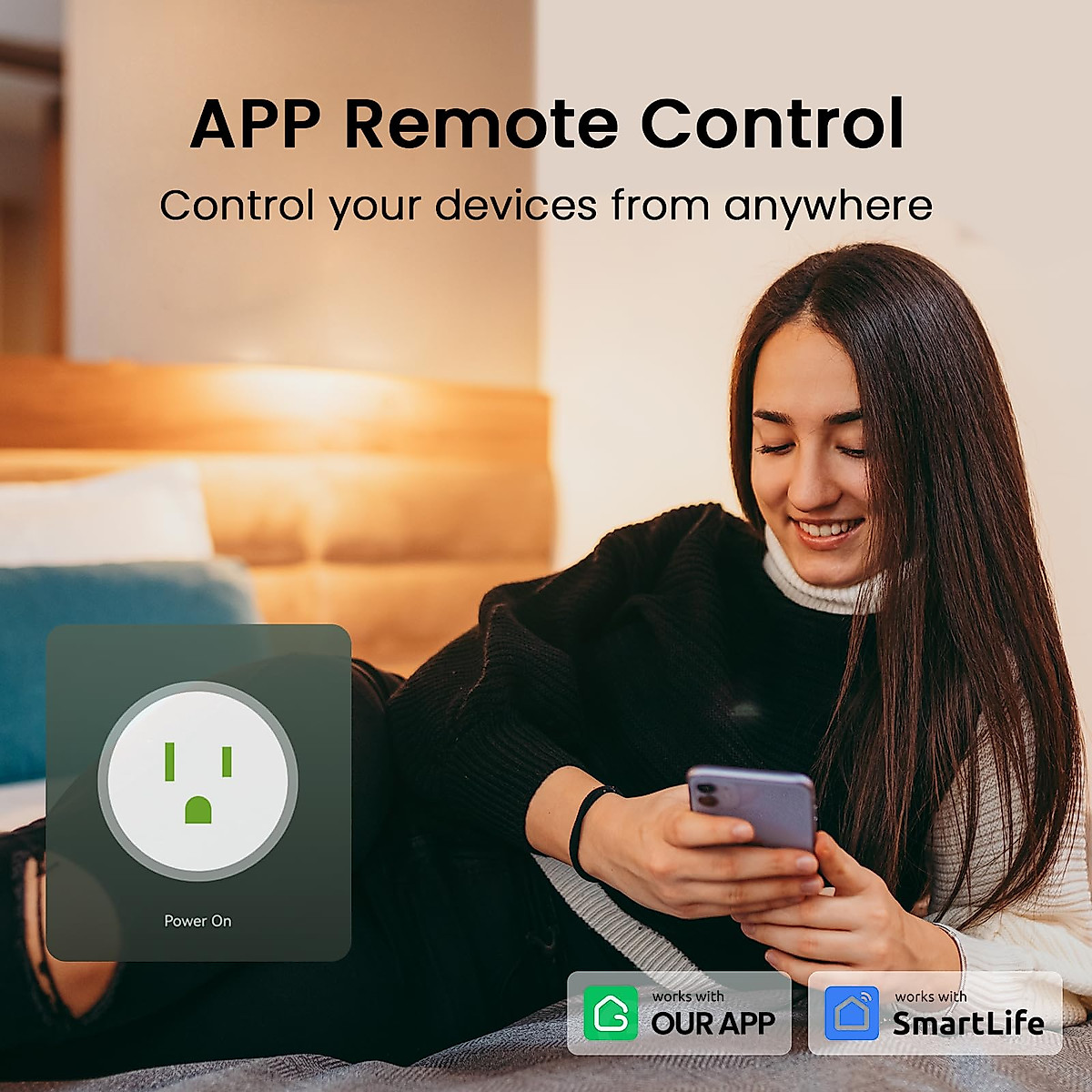 GHome Smart Mini Smart Plug, WiFi Plug Outlet Timer Smart Socket Works with Alexa and Google Home, APP Control, No Hub Required, ETL FCC Listed, 2.4GHz WiFi Only