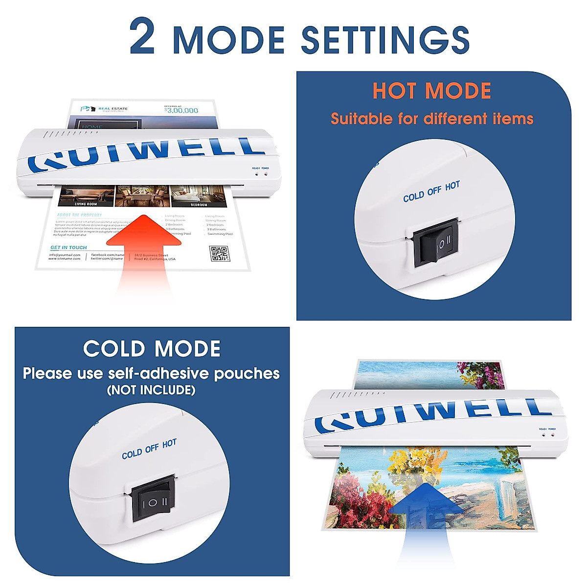 QUIWELL 9 in 1 Laminator, Laminator Machine with 20 Laminating Sheets, 9 Inches Thermal Laminating Machine with Paper Trimmer, Corner Rounder, Hole Punch, Bonus Busy Book for Home Office School Use