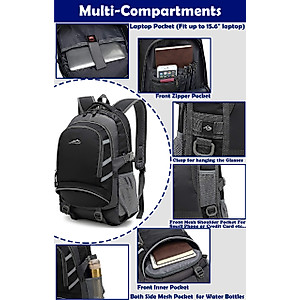 ProEtrade Backpack Daypack for School College Laptop Travel, Computer Bookbag Bag with USB Charging Port Anti Theft Laptop Compartment Fits 15.6 Inch Notebook, Gifts for Men & Women (Black)