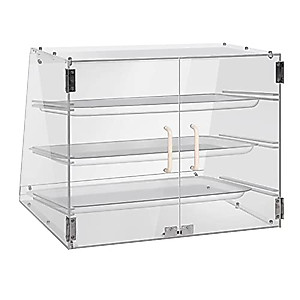 YBSVO 3 Tray Commercial Countertop Bakery Display Case with Rear Doors - 21" x 17 3/4" x 16 1/2"