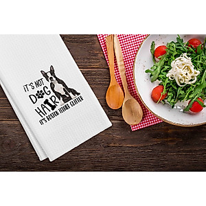 QIYUHOY It's Not Dog Hair It's Boston Terrier Glitter Kitchen Towels Tea Towels, 16 X 24 Inches Cotton Modern Dish Towels Dishcloths, Dish Cloth Flour Sack Hand Towel for Farmhouse Kitchen Decor