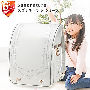 Baobab's wish Ransel Randoseru Backpack Semi-automatic satchel Japanese Elementary school bag for girls boys PU bab-rdjn01 (New White)