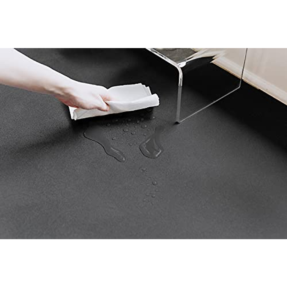 G-Floor for Pets Levant Texture Protective Vinyl Floor Covering for Hardwood, Concrete, and Low-Pile Carpet - 7.5ft x 17ft Slate Grey