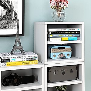 Way Basics Modular Connect Cube Cubby Storage, Stackable Closet Organizer Display Shelf (Tool-Free Assembly and Uniquely Crafted from Sustainable Non Toxic zBoard Paperboard), White, 13.4"x12.6"x11.2"