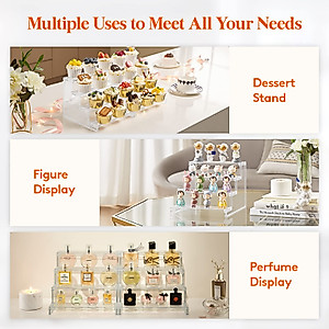 Lifewit 4 Tier Clear Display Risers Stand, 2 Pack Plastic Risers for Display, Plastic Organizers for Figures, Cupcake, Perfume, Dessert, Desktop Display Stand for Organize and Decoration