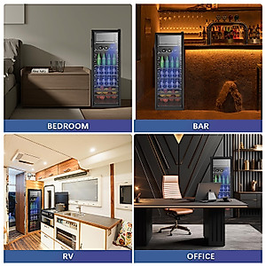 Kazigak FLB-120 Refrigerator, 4.23 Cu.Ft Beverage, Drink Fridge with Glass Door, Black