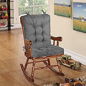 idee-home Rocking Chair Cushion Indoor, Tufted Memory Foam Glider Rocker Replacement Cushions Set, High Back Cushion with Ties, Seat Cushion with Anti-Slip Bottom, for Adirondack Chair Outdoor
