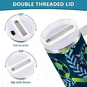 Joisal Abstract Football Grunge Style 40 Oz Tumbler Cup with Straw and Lid Insulated Water Bottle