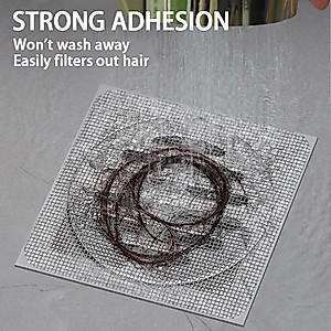 ASOQOLA 30 Pack,4"" X 4"" Disposable Shower Drain Cover, Hair Catcher Shower Drain Mesh Stickers, Bathroom, Laundry, Bathtub, Kitchen, Sink for Human and Pet Hair (30 PCS), Gray, ZZDLT-30P