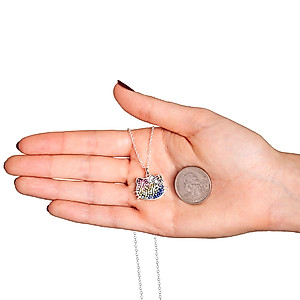 SALLY ROSE Sanrio Hello Kitty Womens Necklace 18" - Silver Plated Hello Kitty Necklace with Rainbow Crystal Pendant Officially Licensed