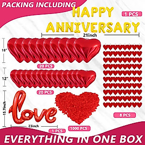 Happy Anniversary Decorations, Romantic Happy Anniversary Valentines Day Balloons Arch Kit Decorations, Happy Anniversary Banner, Feliz Aniversario Decoracion,10 Year Anniversary Decorations