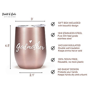 Violet and Gale Lovely Godmother Gifts From Godchild 12oz Wine Glass Tumbler Godparent Proposal Gift Keepsak Coffee Mug