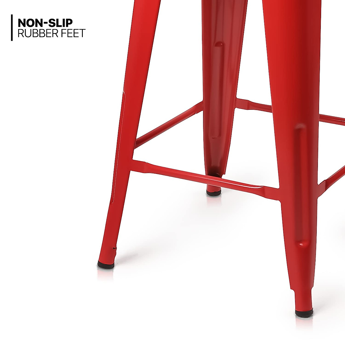 MoNiBloom 30 Inch Bar Stools, Set of 4 Vintage Patio Furniture Indoor Outdoor Stackable Kitchen Stools Dining Chair, Red