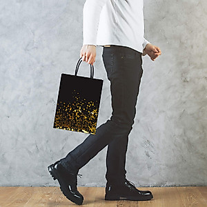 Cooraby 30 Pieces Bronzing Gold Black Paper Kraft Black Polka Dot Paper Bags Party Bags Gold Bags Hen Party Bags with Handle for Party Favors