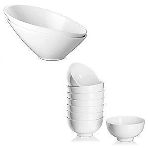 DOWAN 26 Ounce Salad Bowls Pack of 2 + 10 Ounce Rice Bowls Ice Cream Bowls Set of 8
