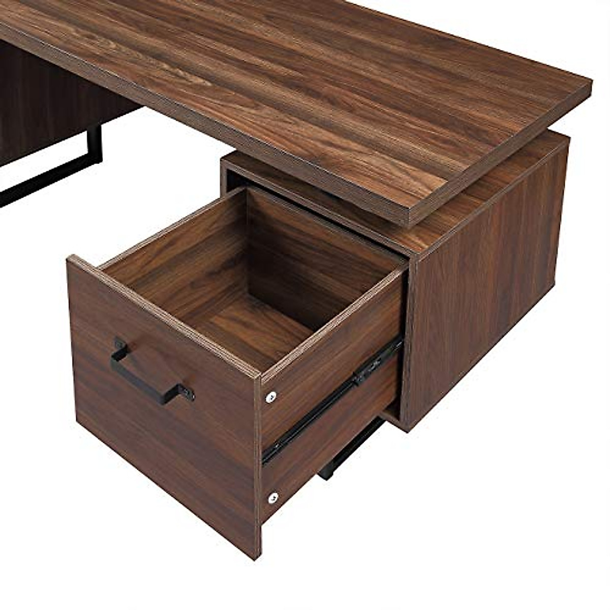 Merax Computer Hanging Letter-Size files/59 inch Writing Study Table with Drawers Desk, Walnut
