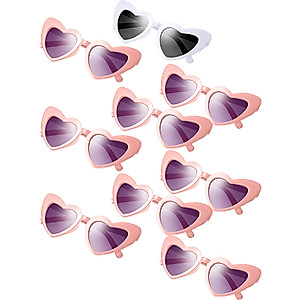 Frienda 9 Pairs Heart Shaped Sunglasses Bachelorette Heart Sunglasses for Women for Bachelorette Party Gift Favors(White Grey, Pink Grey)