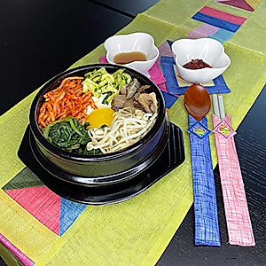 Jovely Korean Stone Bowl Set, Authentic Ttukbaegi Korean Earthenware Pot, Twice-Fired Natural Korean Clay Pot for Cooking, Microwave & Dishwasher-Safe