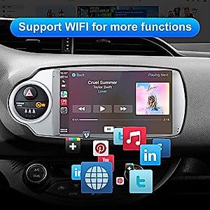 Car Radio Stereo Android 11 for Toyota Yaris 2011 2012 2013 2014 9 inch Touch Screen with Apple CarPlay Andriod Auto and WiFi GPS Navigation DSP Bluetooth