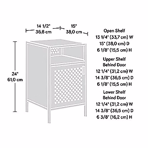 Sauder Boulevard Café Night Stand, L: 14.49" x W: 14.96" x H: 24.02", Black Finish