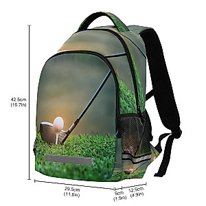 Golf Ball Sport Grass Backpack School Bookbag Laptop Purse Casual Daypack for Teen Girls Women Boys Men College Travel