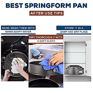 RFAQK 100pcs Cake Pan Set for Baking + Cake Decorating Supplies: 3 Round Non Stick Springform Pan Set (4, 7, 9 inches), Icing Tips, Cake Leveler – Multi-functional Leak-Proof Cheese Cake Pans & eBook