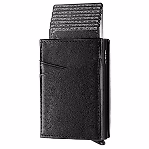 BIAVOI Mens Wallet Card Holder Pop Up Aluminum Card Case for Men RFID Protection Credit Card Holder Up to 13 Cards (Black)