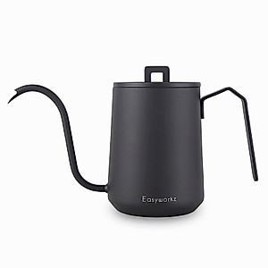 Easyworkz Gooseneck Pour Over Coffee Kettle 20 oz Stainless Steel Hand Drip Coffee Pot With Long Narrow Spout, Matte Black