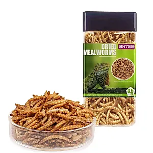 Reptile Food Dried Mealworms Pet Worms Food for Bearded Dragon, Lizard, Turtles, Chameleon, Monitor, Frog, Sugar Glider, Chickens, Birds, Hamsters and Hedgehogs (3.5 OZ)