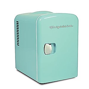 Frigidaire Mini Portable Compact Personal Fridge Cooler, 4 Liter Capacity Chills Six 12 oz Cans, 100% Freon-Free & Eco Friendly, Includes Plugs for Home Outlet & 12V Car Charger - Mint
