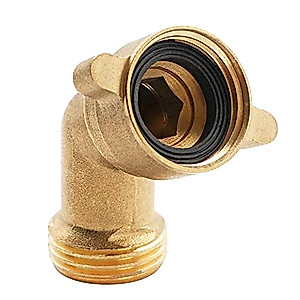 Garden Hose Elbow Connector ? Degree Solid Brass Adapter Hose Extender for Eliminates Stress and Strain On RV Water Intake Hose Fittings