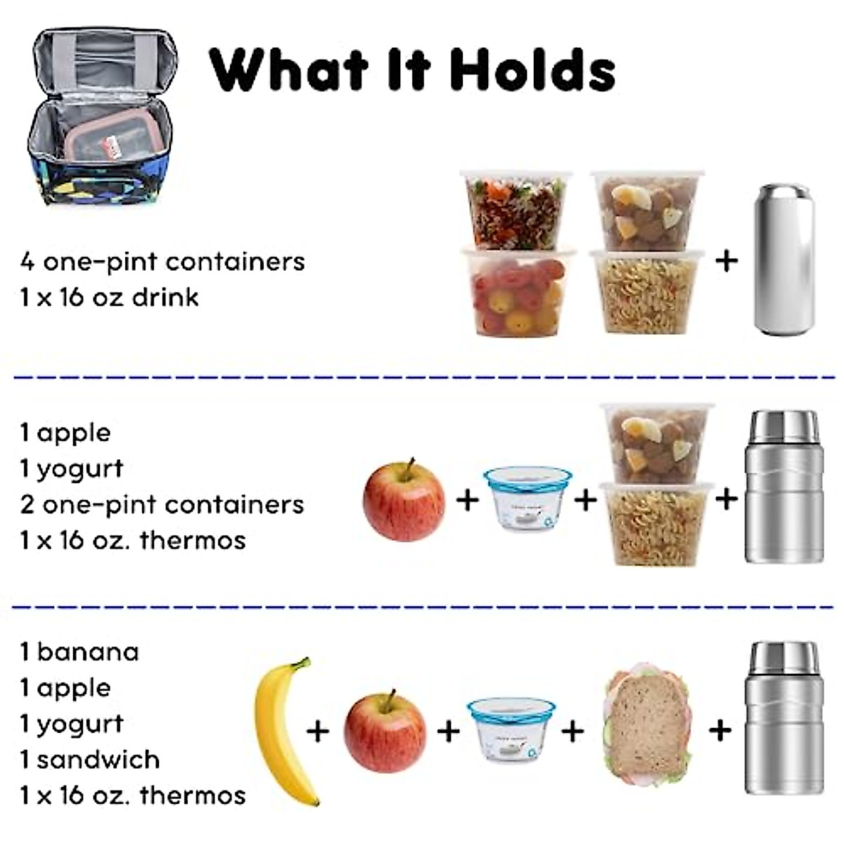 J World Corey Kids Lunch Bag. Insulated Lunch-Box for Boys Girls, Cubes