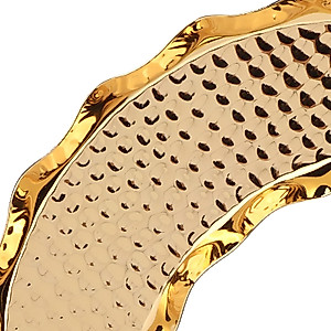 HERCHR Gold Decorative Serving Tray, Half‑Moon Shape Coffee Tea Tray Fruit Plate Coffee Serving Tray for Home Decoration