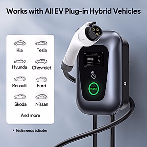 Osoeri EV Charger, Level 2 Smart Electric Vehicle(EV) Charger 48A 240V 11.5KW, NEMA 4 Rating 14-50P, ETL FCC Listed Indoor/Outdoor EVSE J1772 Car Charging Station with APP RFID Cards, 24ft Cable