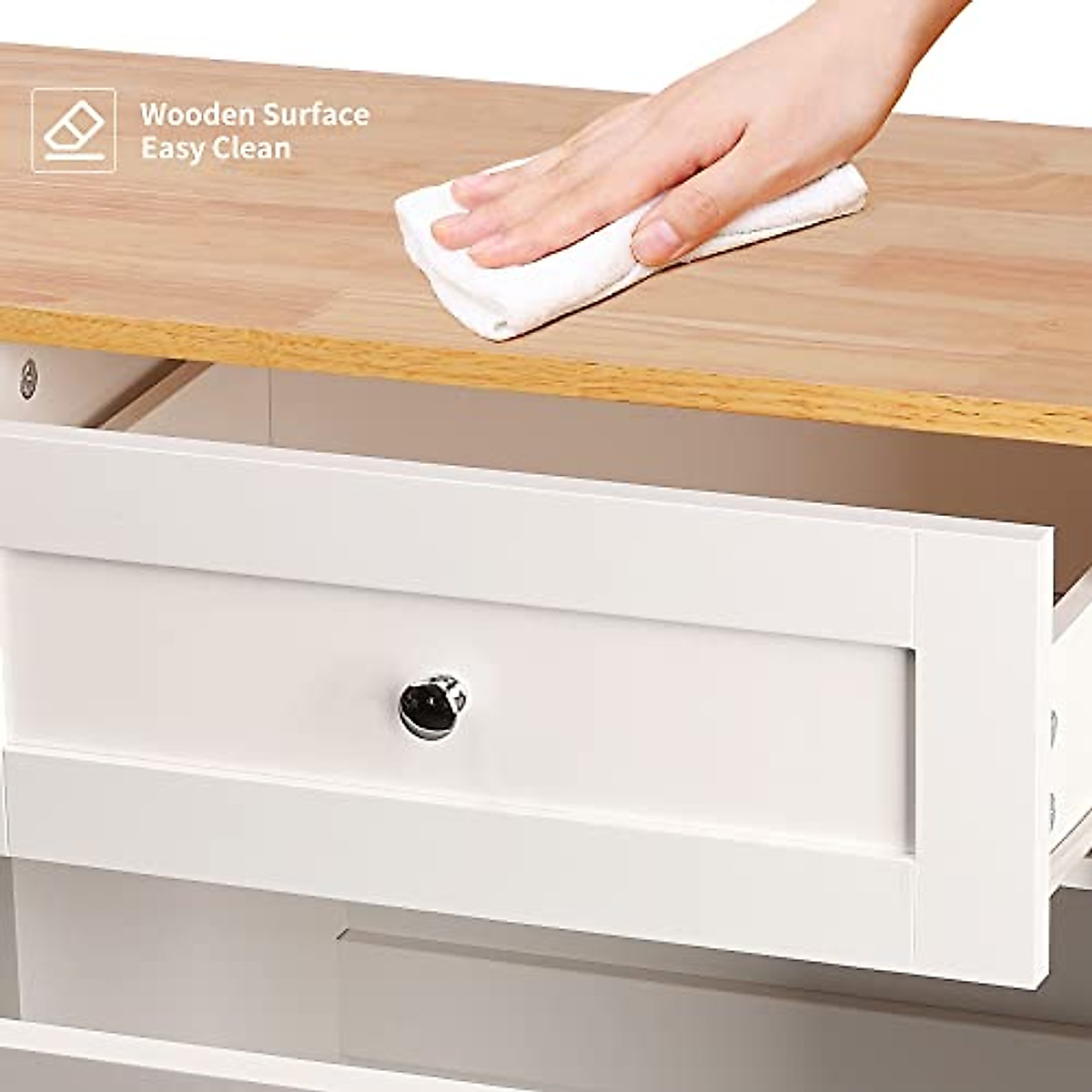 TOLEAD Farmhouse Style Kitchen Trash Cabinet, Double Tilt Out Trash Can Cabinet with Barn Door, Solid Wood Tabletop, Pet Proof, Odor Blocking, Laundry Cabinet Keep Clean