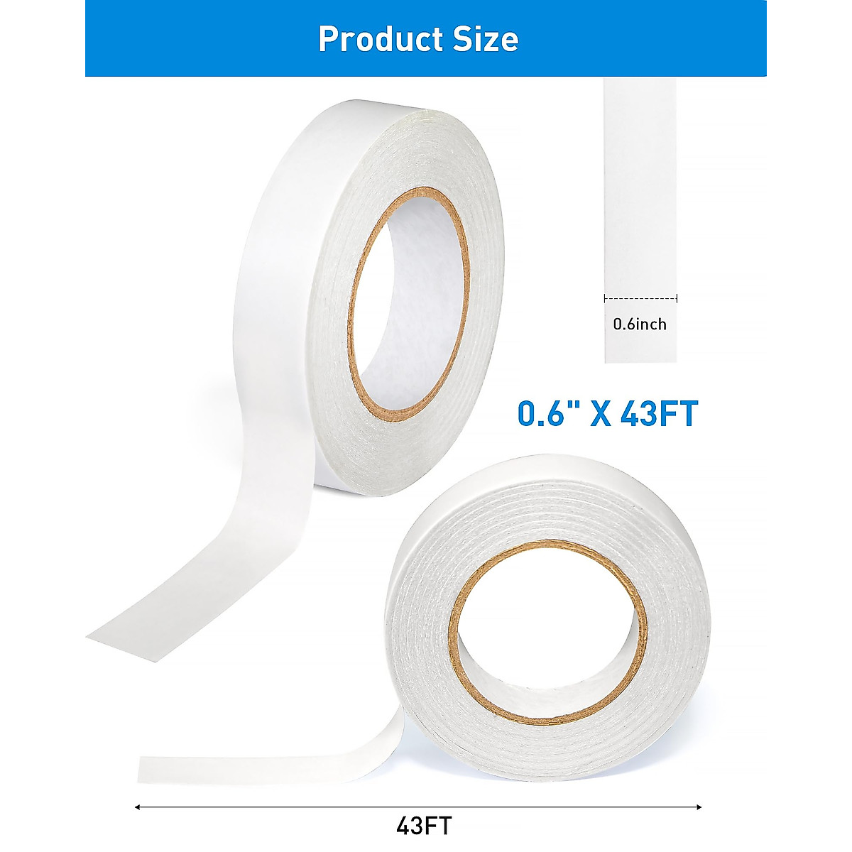 XEHAHOSH 3 Rolls Double Sided Tape for Crafts, Arts, Scrapbooking, Photography, Paper Backing, Tear-by-Hand. 0.6in by 43-FT