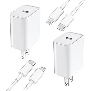 [Apple MFi Certified] iPhone Fast Charger, Veetone 2 Pack 20W USB C Power Delivery Wall Charger Plug with 6FT Type C to Lightning Quick Charge Sync Cable for iPhone 14/13/12/11/XS/XR/X/SE/iPad/AirPods