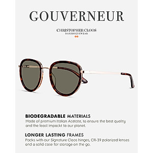 Christopher Cloos - Gouverneur Espresso - Aviator Polarized Sunglasses for Men & Women with Case - Trendy Sun UV Protection Glasses - Unisex